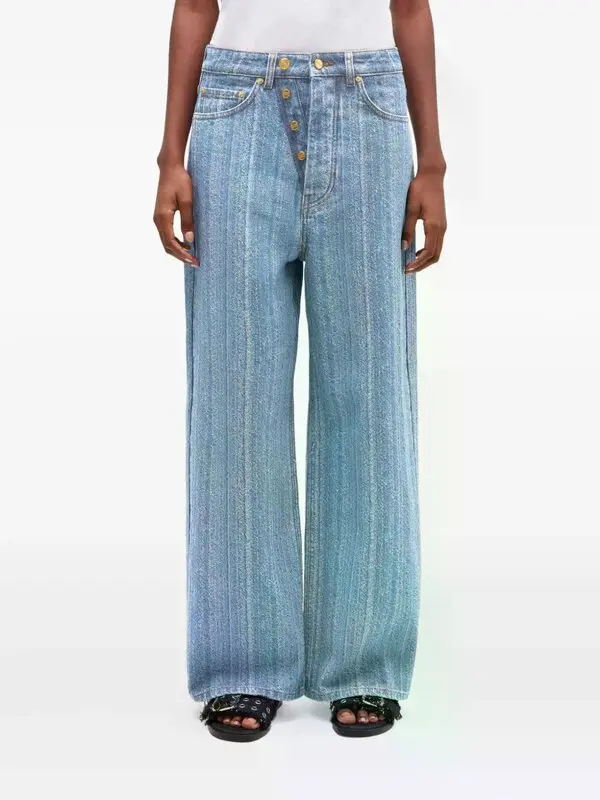 GANNI Horizontal Pattern Deconstructed Jeans