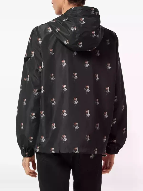 Philipp Plein Teddy Bear Print Hooded Jacket