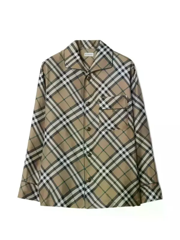 Burberry Check-pattern Silk Shirt - Brown