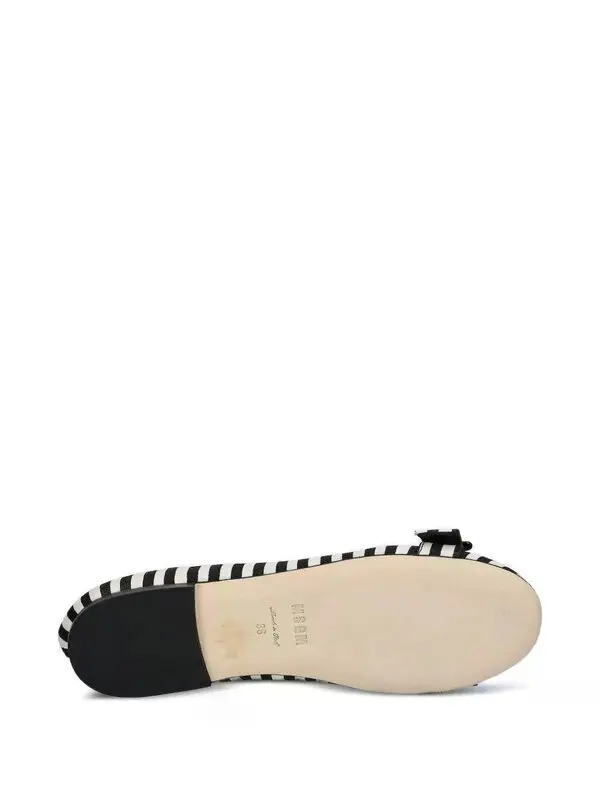 MSGM Striped Fabric Flats With Logo Plaque