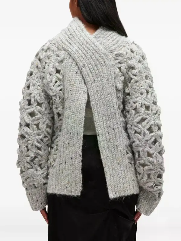 GANNI Alpaca Flower Crochet High Neck Sweater
