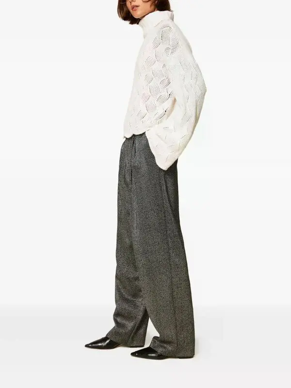 TWINSET Herringbone Pattern Palazzo Trousers