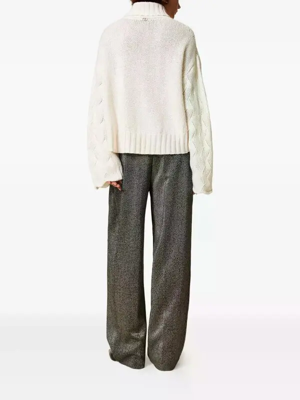TWINSET Herringbone Pattern Palazzo Trousers