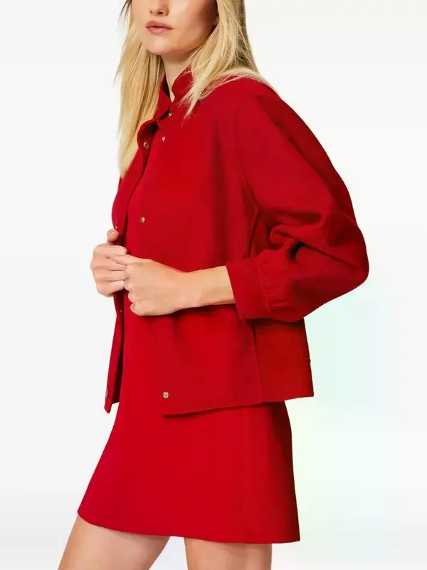 TWINSET High-neck Balloon-sleeve Bomber Jacket - Red