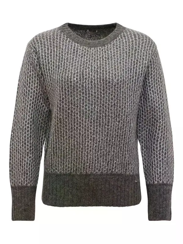 Herno Sequin Embellishment Round Neck Sweater - Grey