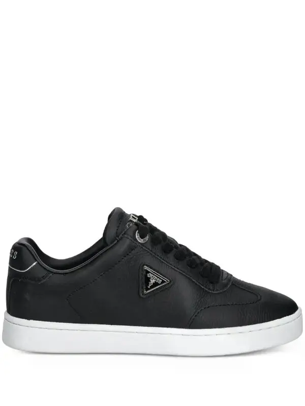 Guess Leather Lace-up Sneakers With Triangle Logo Detail