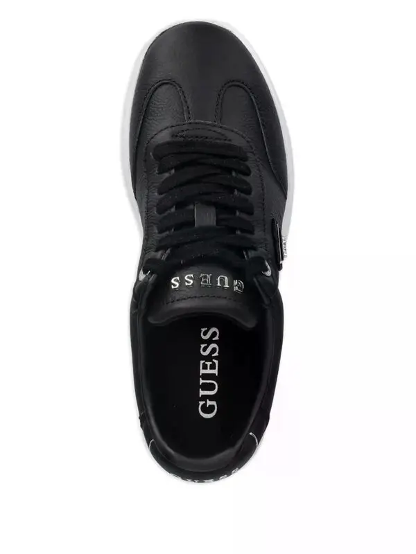 Guess Leather Lace-up Sneakers With Triangle Logo Detail