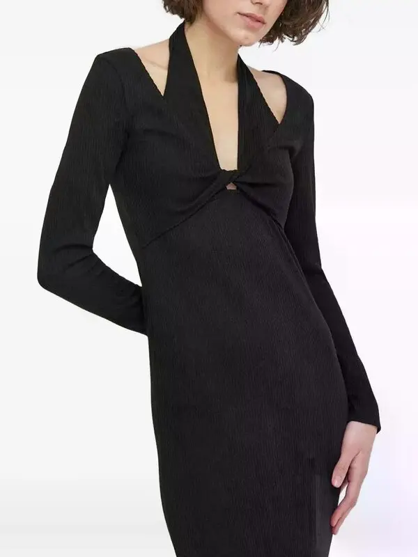 Sisley Ribbed Twist-neck Midi Dress