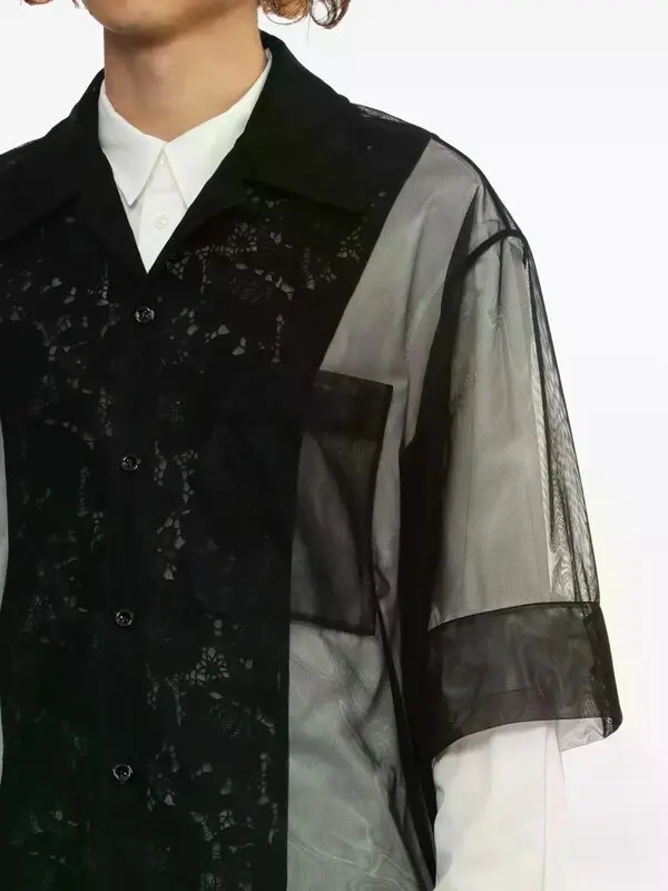 Simone Rocha Lace-panel Mesh Shirt