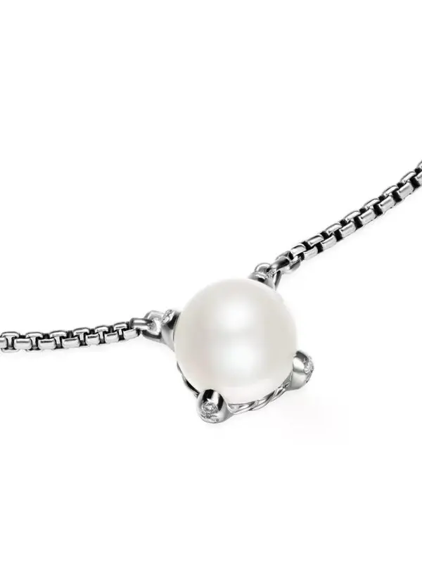 David Yurman Sterling Cultured Freshwater Pearl And Diamond Necklace