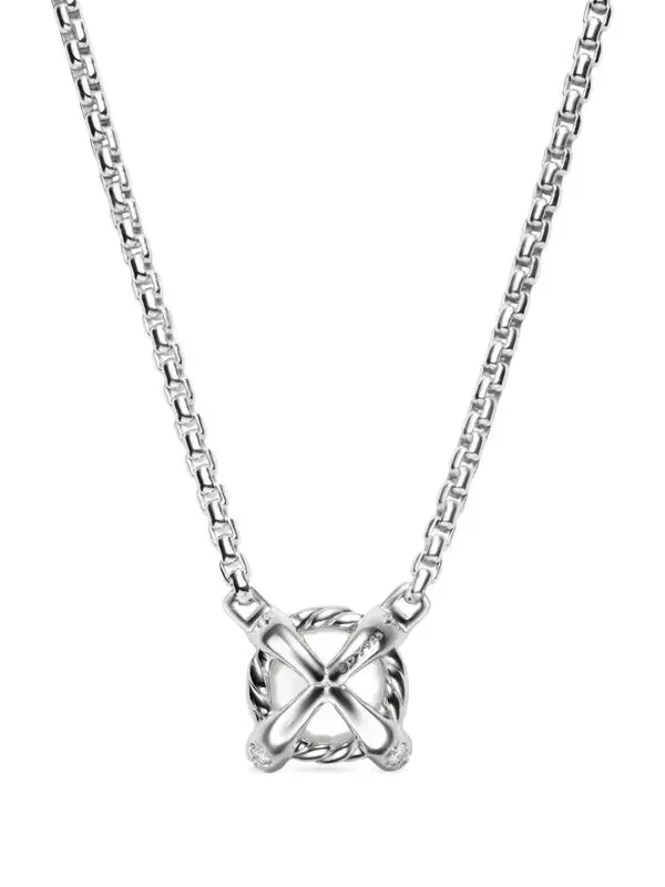 David Yurman Sterling Cultured Freshwater Pearl And Diamond Necklace