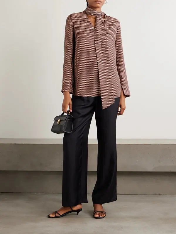 JOSEPH Adele Printed Tencel™ And Silk-blend Satin Blouse