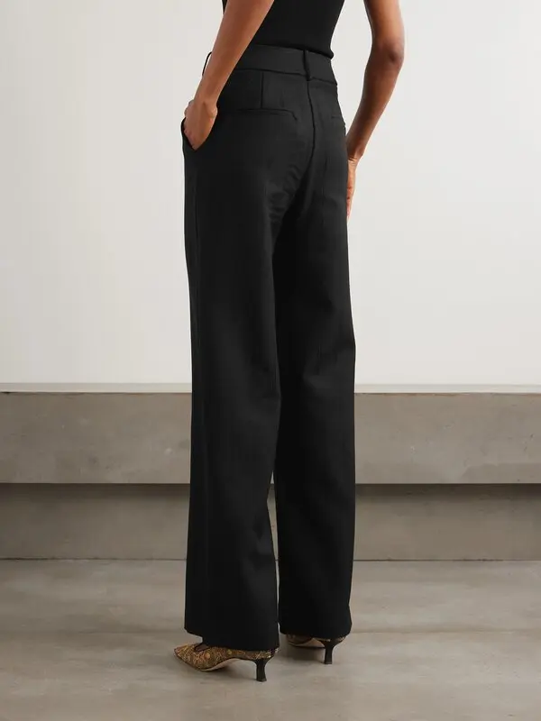 DESTREE Beatrice Striped Wool Wide-leg Trousers