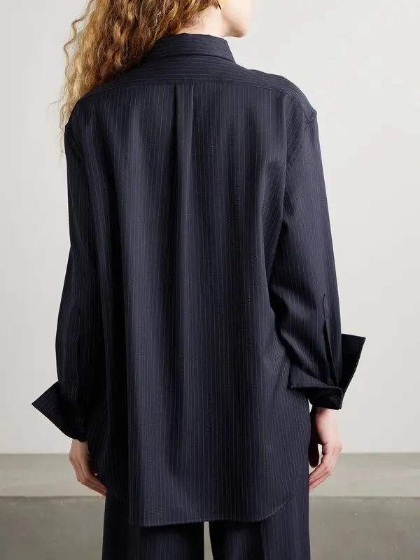 Another Tomorrow Pinstriped Wool-blend Shirt