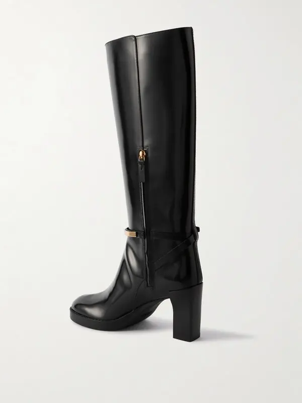 TOD'S Gomma Embellished Leather Knee Boots