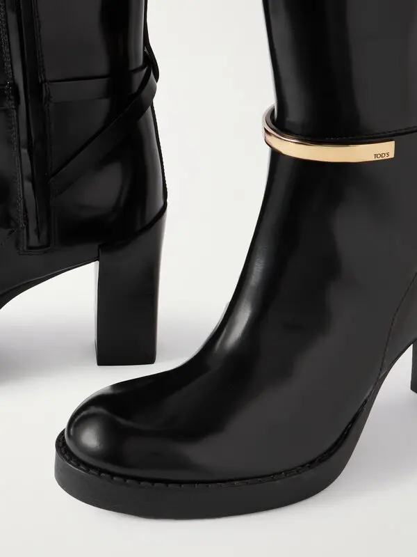 TOD'S Gomma Embellished Leather Knee Boots