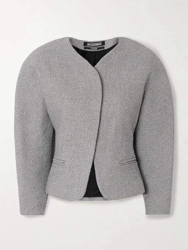Jacquemus Ovalo Cotton And Wool-blend Cropped Jacket - Gray
