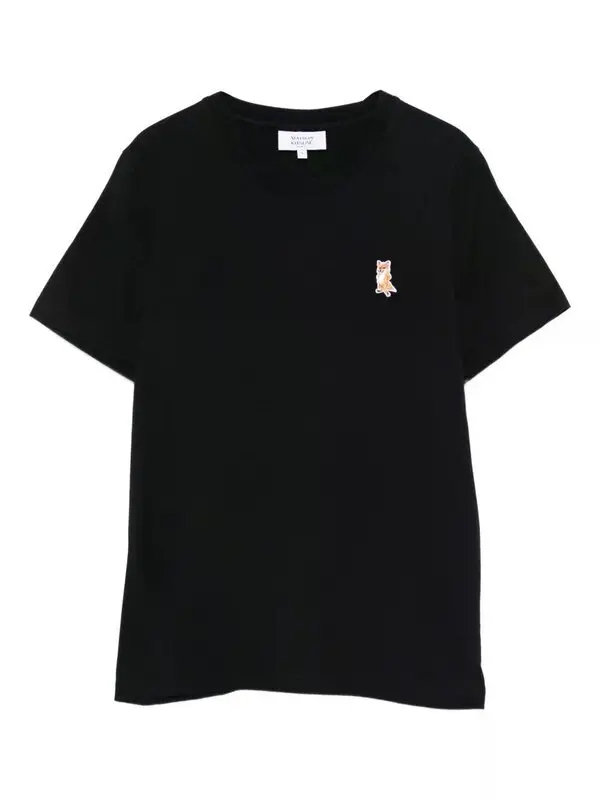 Maison Kitsuné Fox-embroidered Cotton T-shirt - Black
