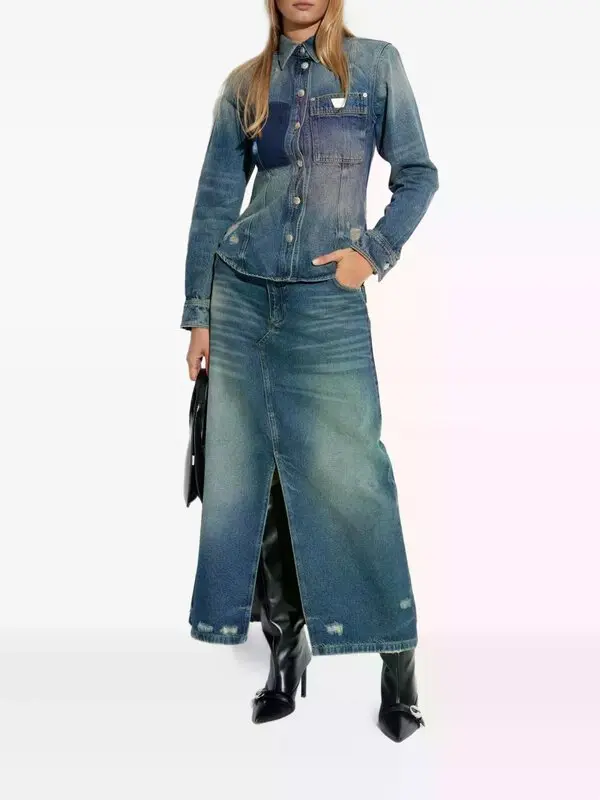 MISBHV Distressed Denim Maxi Skirt