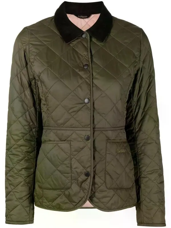 Barbour Deveron Quilted Jacket With Corduroy Collar - Green