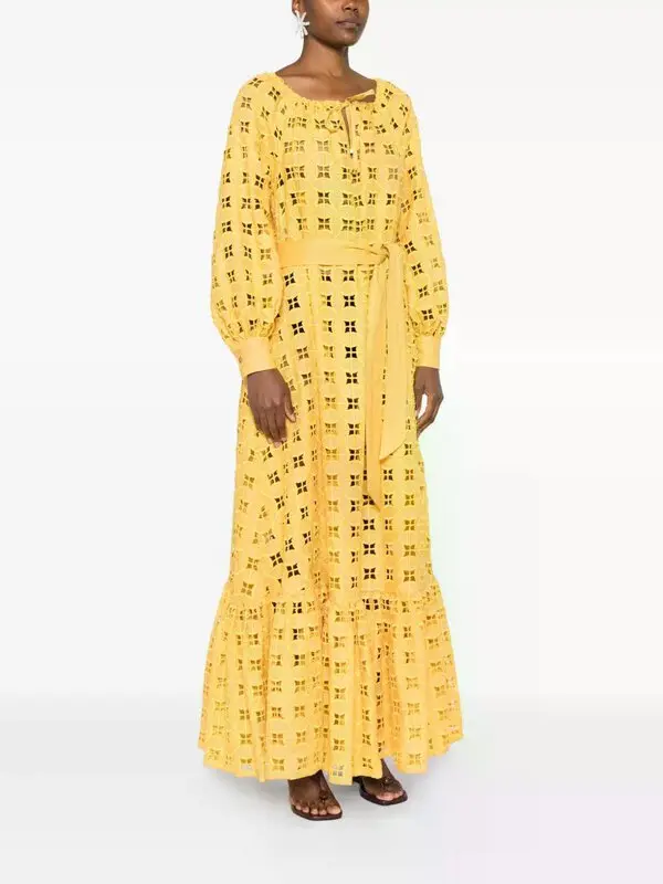 Kiton Eyelet-embroidered Tiered Maxi Dress