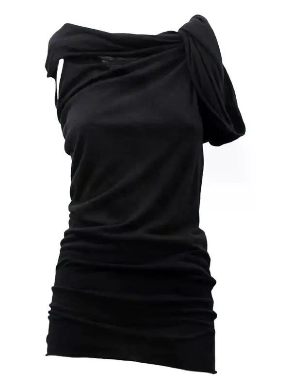 Rick Owens Wool Draped Asymmetric Top - Black