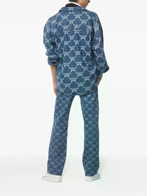 Mcm Geometric Print Denim Shirt