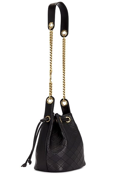 Saint Laurent Small Cassandre Quilted Bucket Bag - Nero