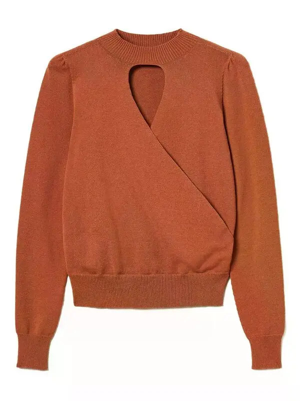 TWINSET Heart Neckline Crossover Jumper - Brown