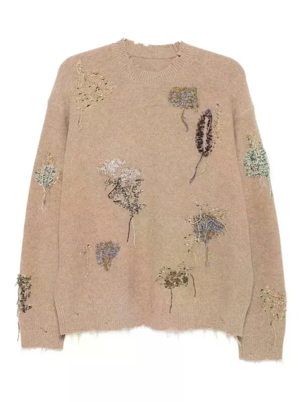 JNBY Botanical Embroidered Long-sleeved Sweater - Neutrals