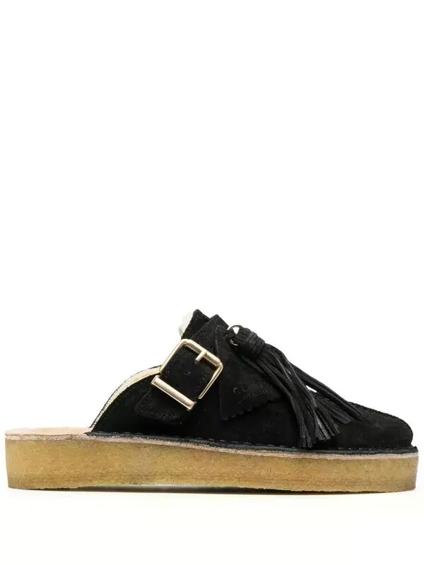 Clarks Trek Leather Mules - Black