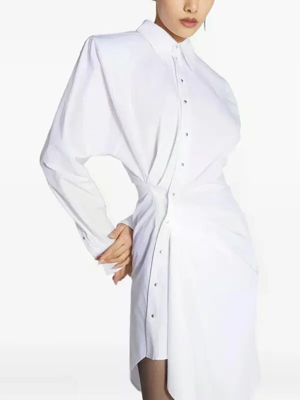 MUGLER Padded Shoulder Asymmetrical Shirt Dress