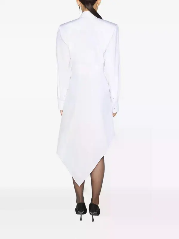 MUGLER Padded Shoulder Asymmetrical Shirt Dress