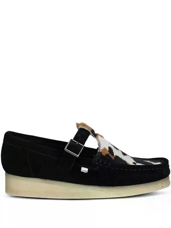 Clarks Flat Leather Loafers With Side Buckle