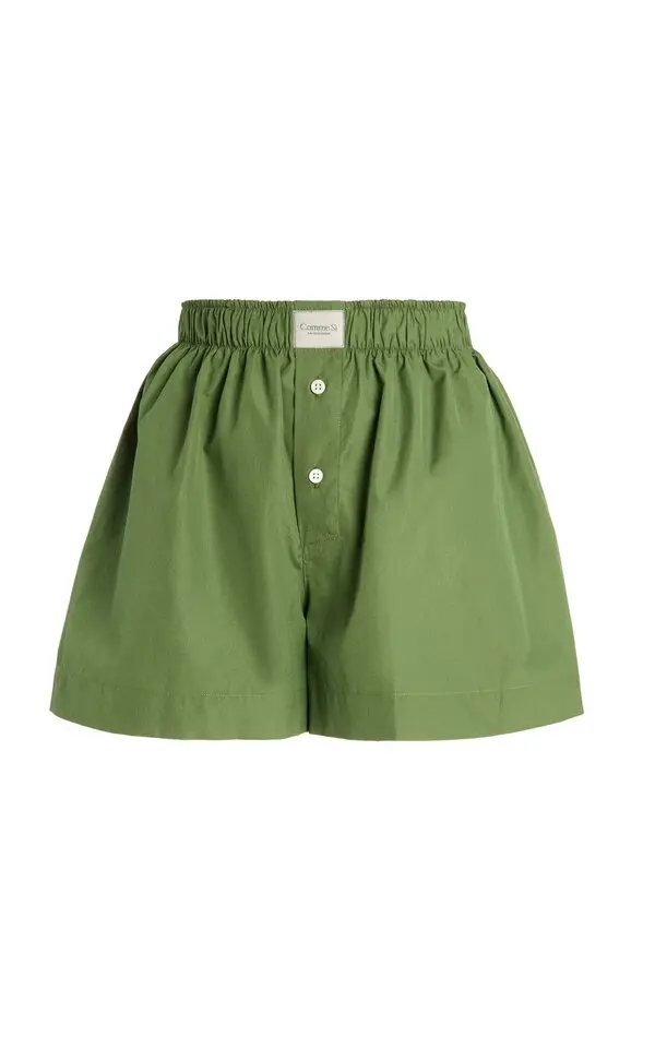 Comme Si Cotton Poplin Boxer Shorts - Olive