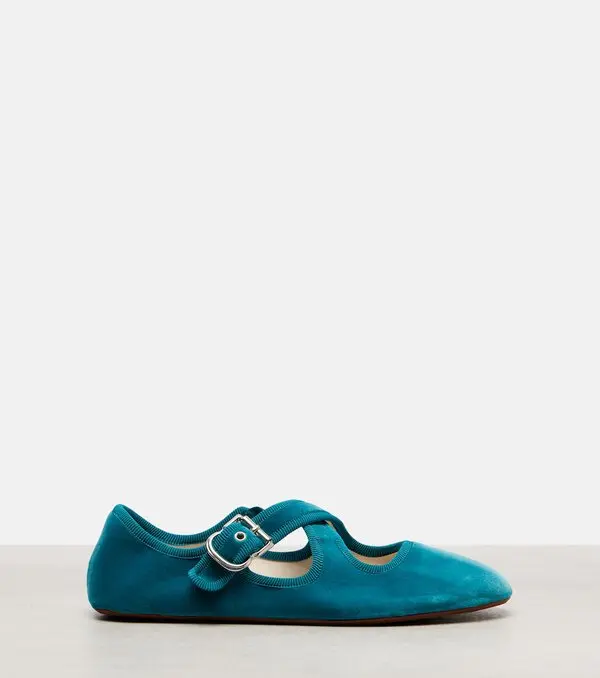 Alaïa Velvet Ballet Flats - Blue