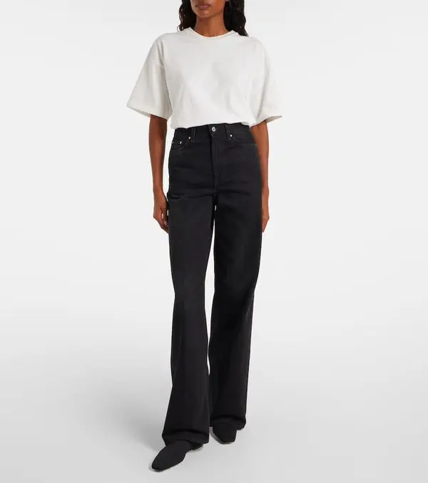 TOTEME High-rise Wide-leg Jeans In Faded