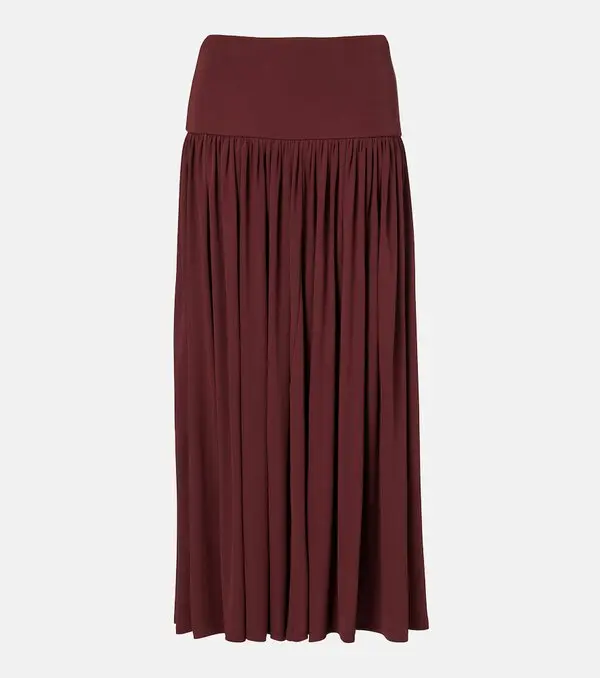 AYA MUSE Gathered Jersey Maxi Skirt - Burgundy