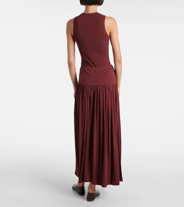 AYA MUSE Gathered Jersey Maxi Skirt - Burgundy