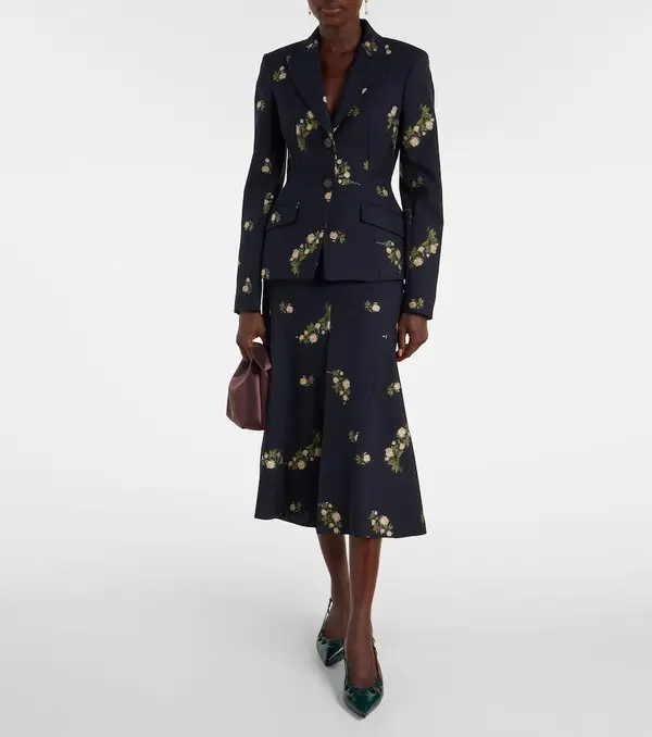 Erdem Floral Jacquard Midi Skirt
