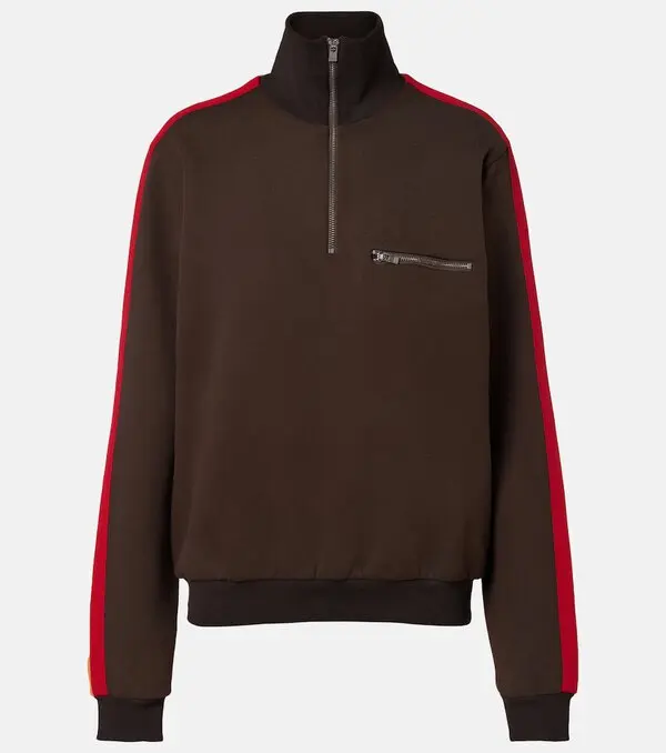MAISON MARGIELA Cotton-blend Jersey Half-zip Sweatshirt - Brown
