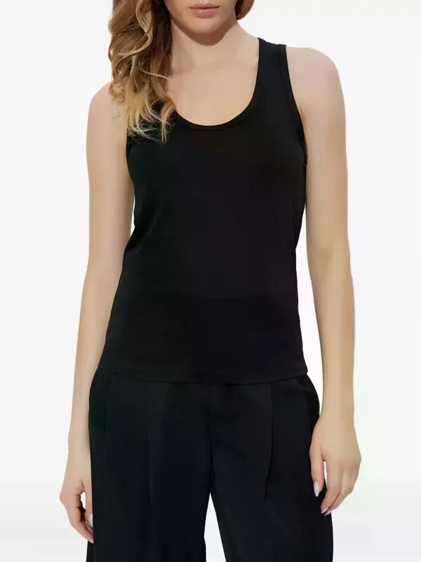 PANGAIA Scoop Neck Cotton Top - Black