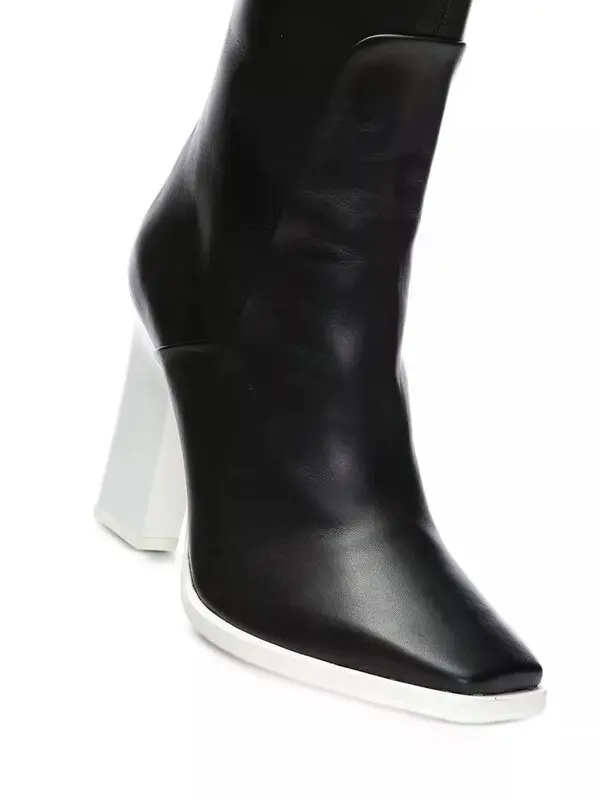 LANVIN Leather Ankle Boots With High Block Heel