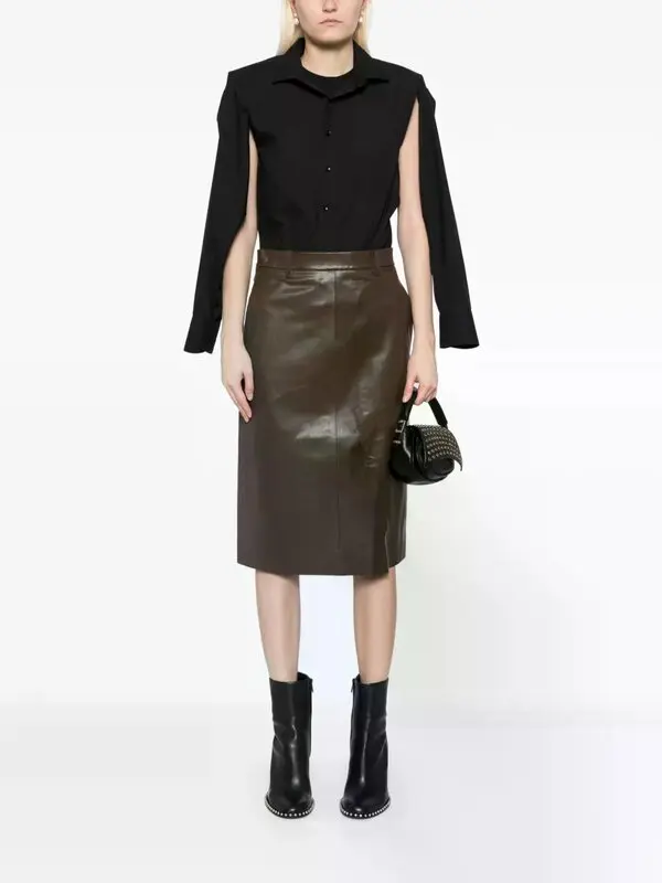 JNBY Chocolate Leather A-line Skirt