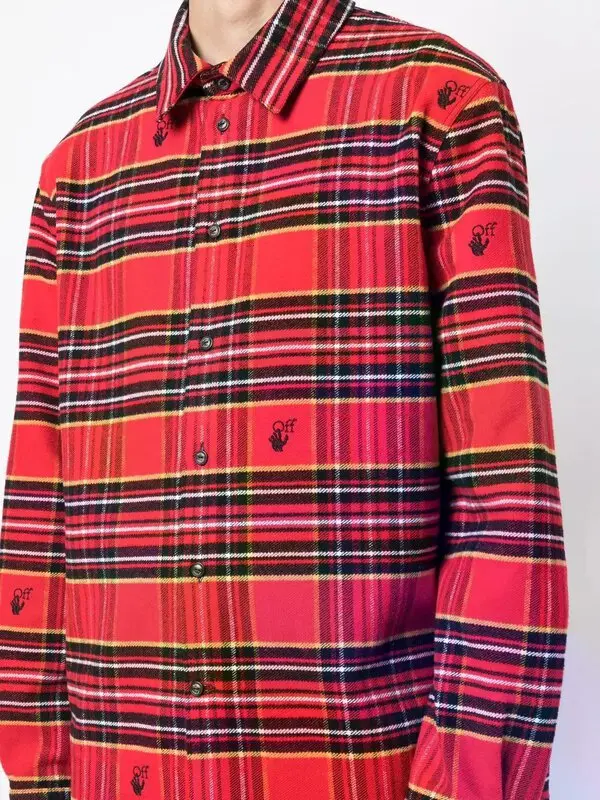 Off-White Tartan-check Logo-embroidered Shirt