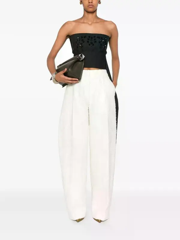 Alberta Ferretti Embellished Wool Top With Cut-out Detail