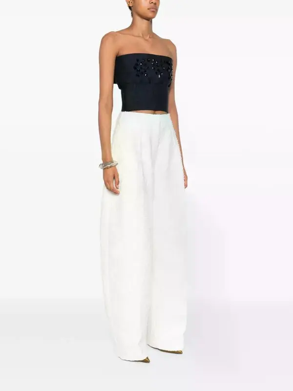 Alberta Ferretti Embellished Wool Top With Cut-out Detail