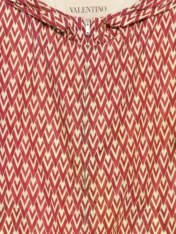 Valentino Garavani Geometric Pattern Zip-up Hooded Jacket