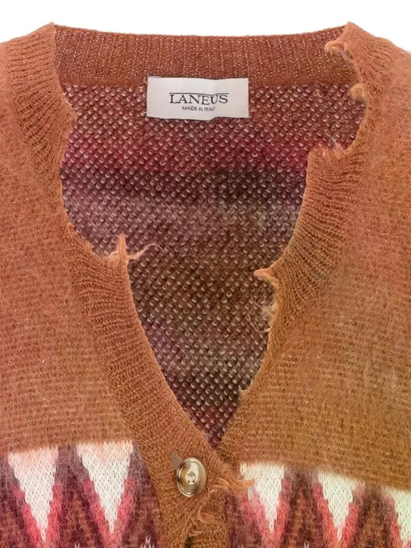 LANEUS Frayed Pattern Cardigan