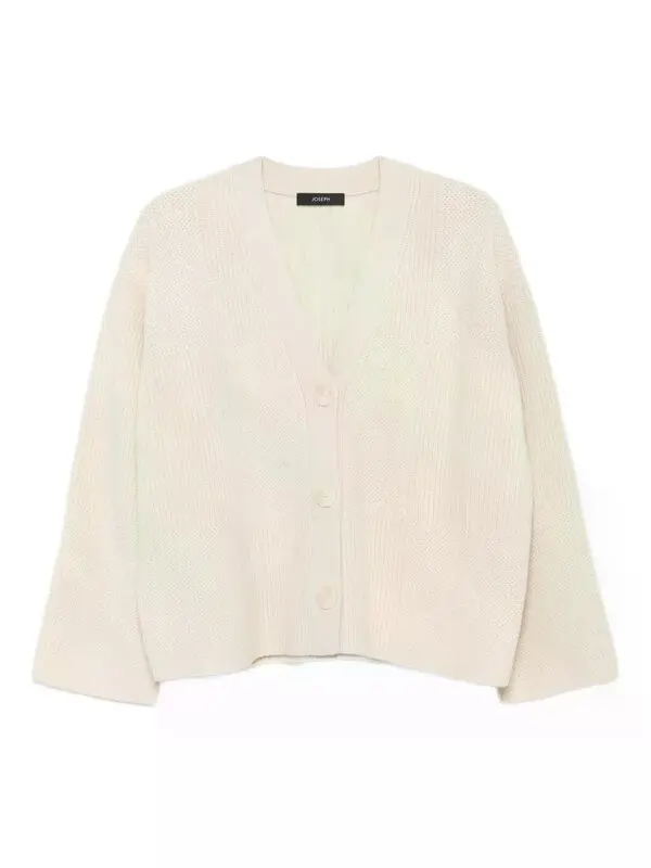 JOSEPH Ribbed Button Cardigan - Neutrals